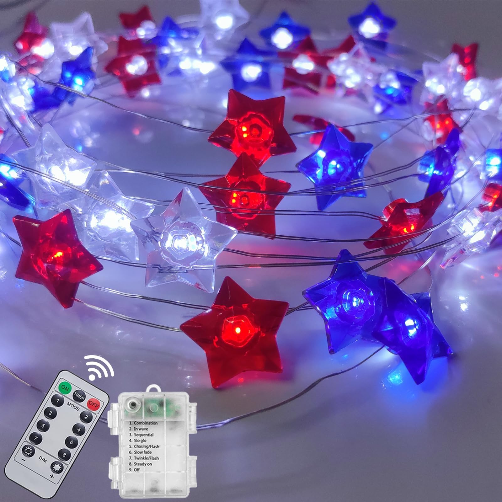 Amazon.com : [Timer] 2 Pack 18 Inch 4th of July Patriotic Decor Tree ...