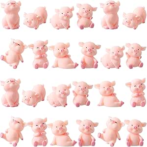 Amazon.com: Sintuff 24 Pcs Mini Pig Figurines Cupcake Toppers Tiny ...
