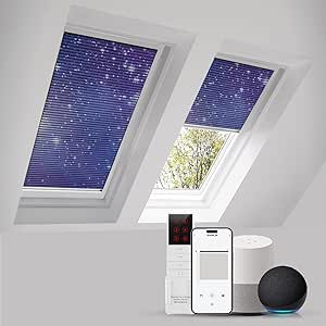 Amazon.com: ZSTARR Motorized Skylight Shades Cellular Honeycomb Electric Blinds with Solar Panel ...