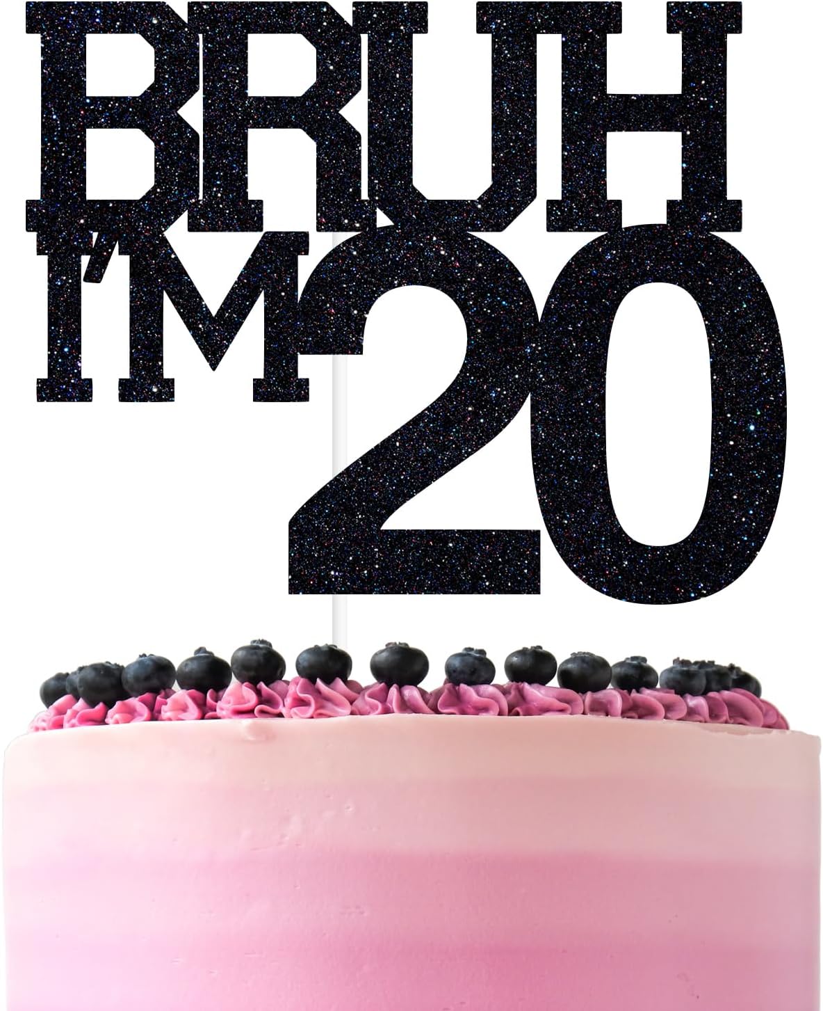 Amazon.com: Black Glitter Bruh I'm 20 Cake Topper, Happy 20th Birthday ...