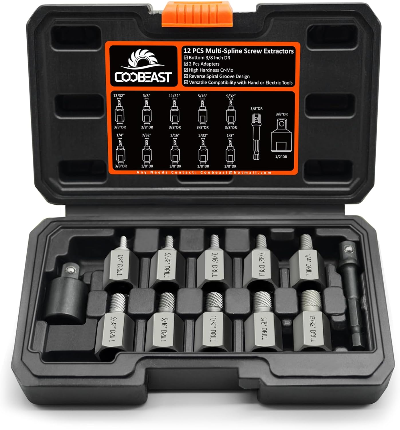 Coobeast 12Pcs Screw Extractor Set, Easy Out Bolt Extractor Kit with ...