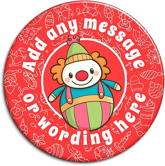 Christmas Happy Clown Customisable Personalised Badge : Amazon.co.uk ...