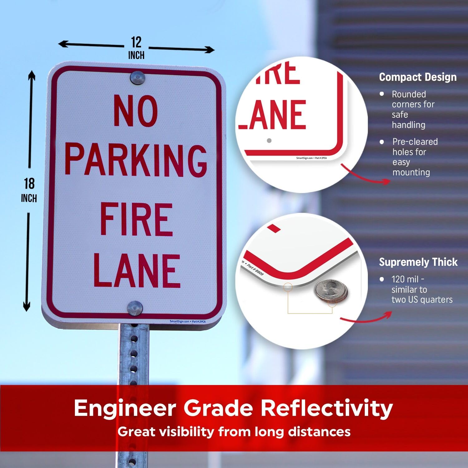 Snapklik.com : SmartSign No Parking - Fire Lane Sign 12 X 18 Inches ...