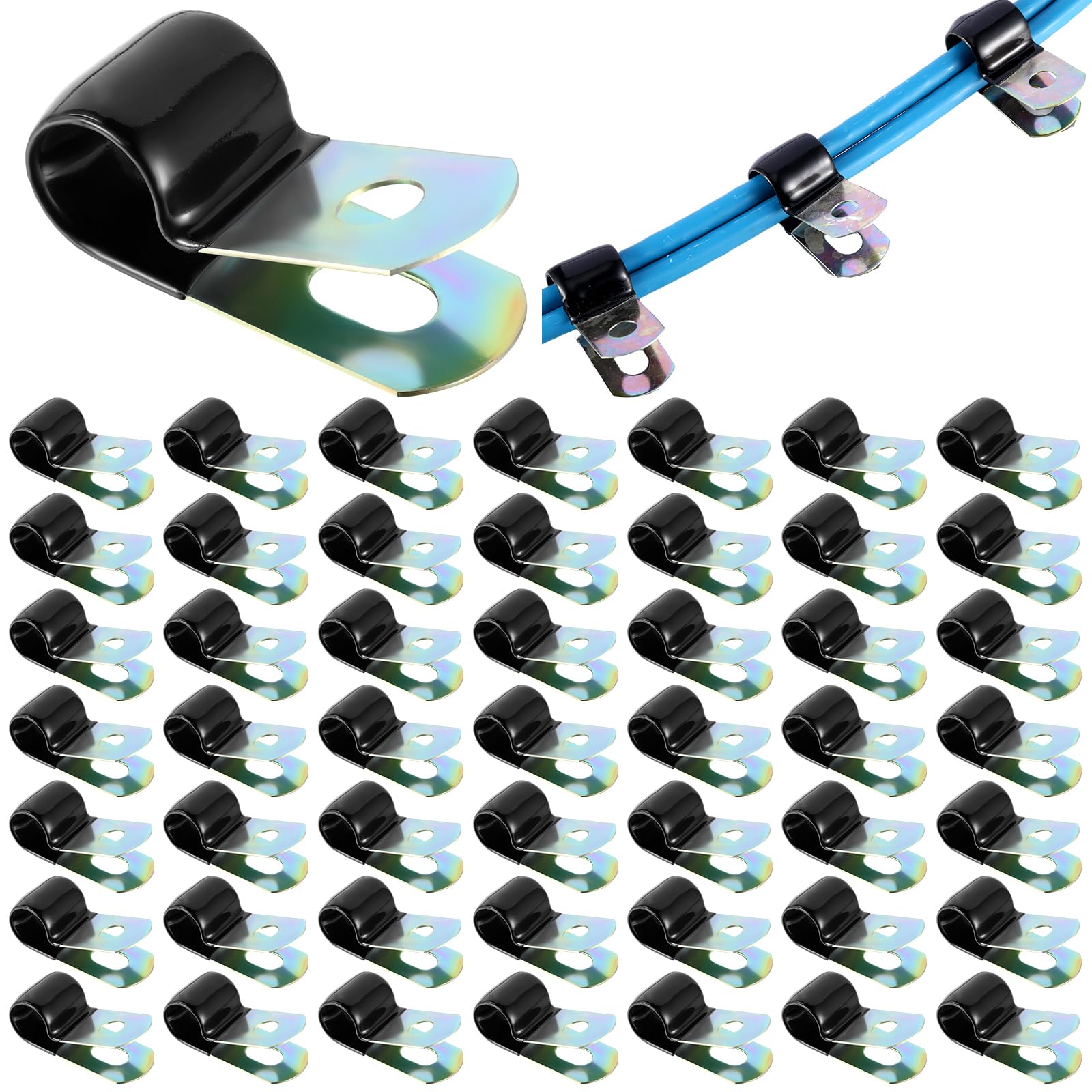 Snapklik.com : Tandefio 50 Pack Vinyl Coated Cable Clamps Galvanized ...