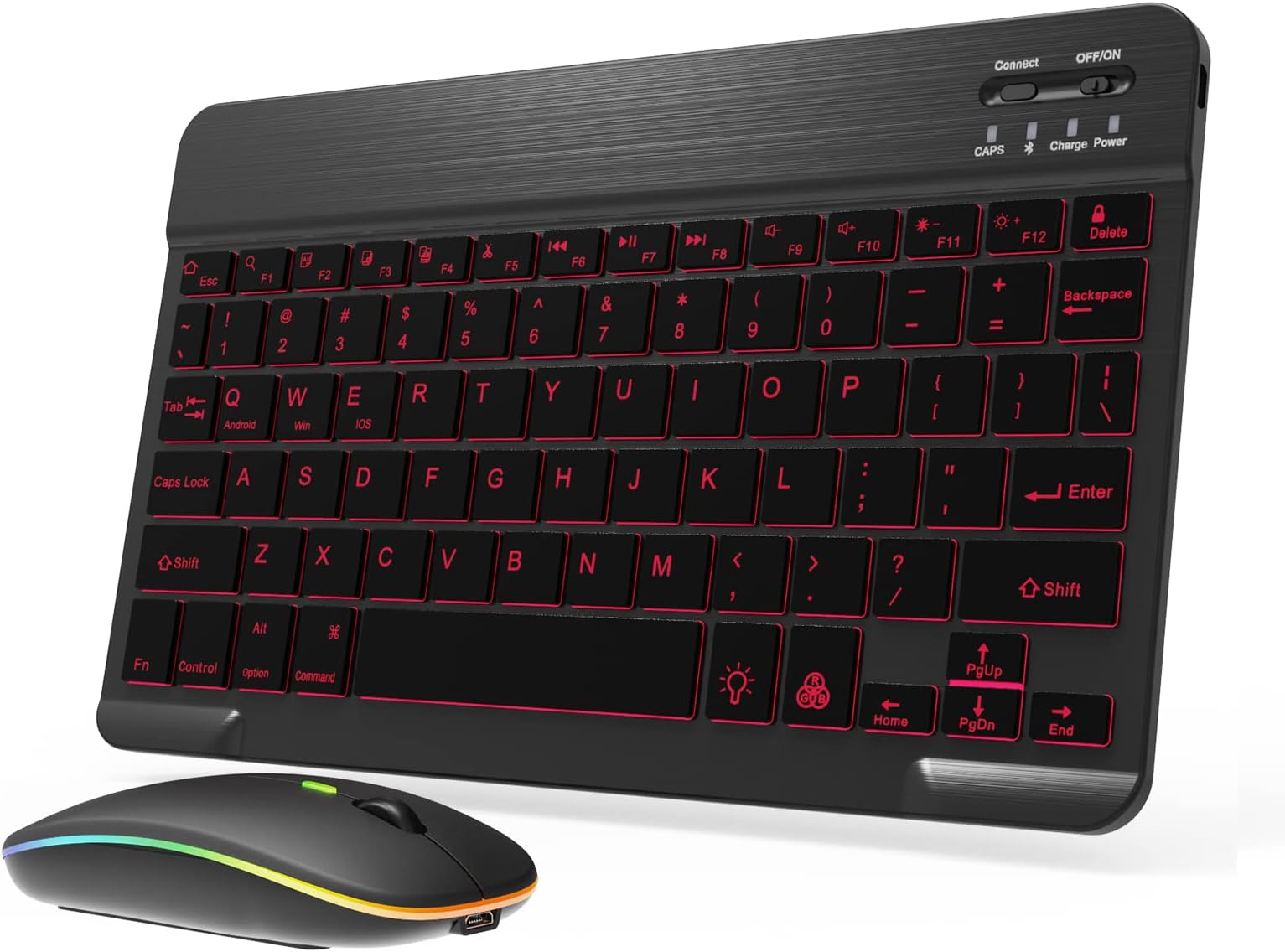 Backlit Bluetooth Keyboard and Mouse Combo for iPad Air Pro Mini Tablet ...