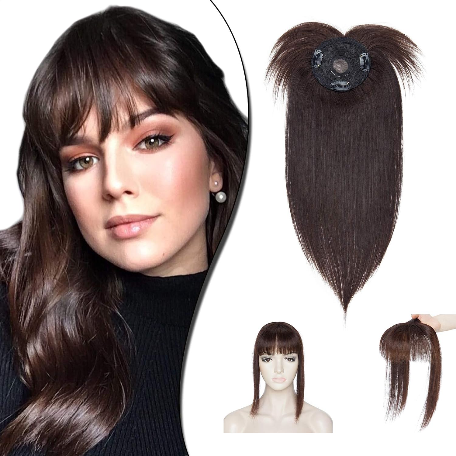 Toupet Femme Cheveux Humain Avec Fragne Volumateur Capillaire Naturel ...