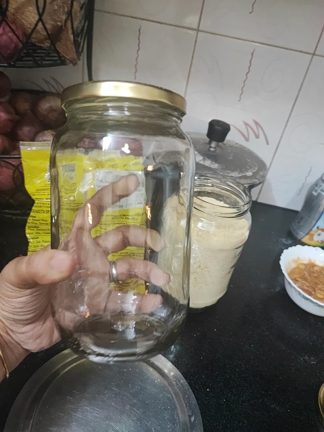 P.S. PACKAGING Air Tight Kitchen Storage 1100 Ml long Glass Jar with ...