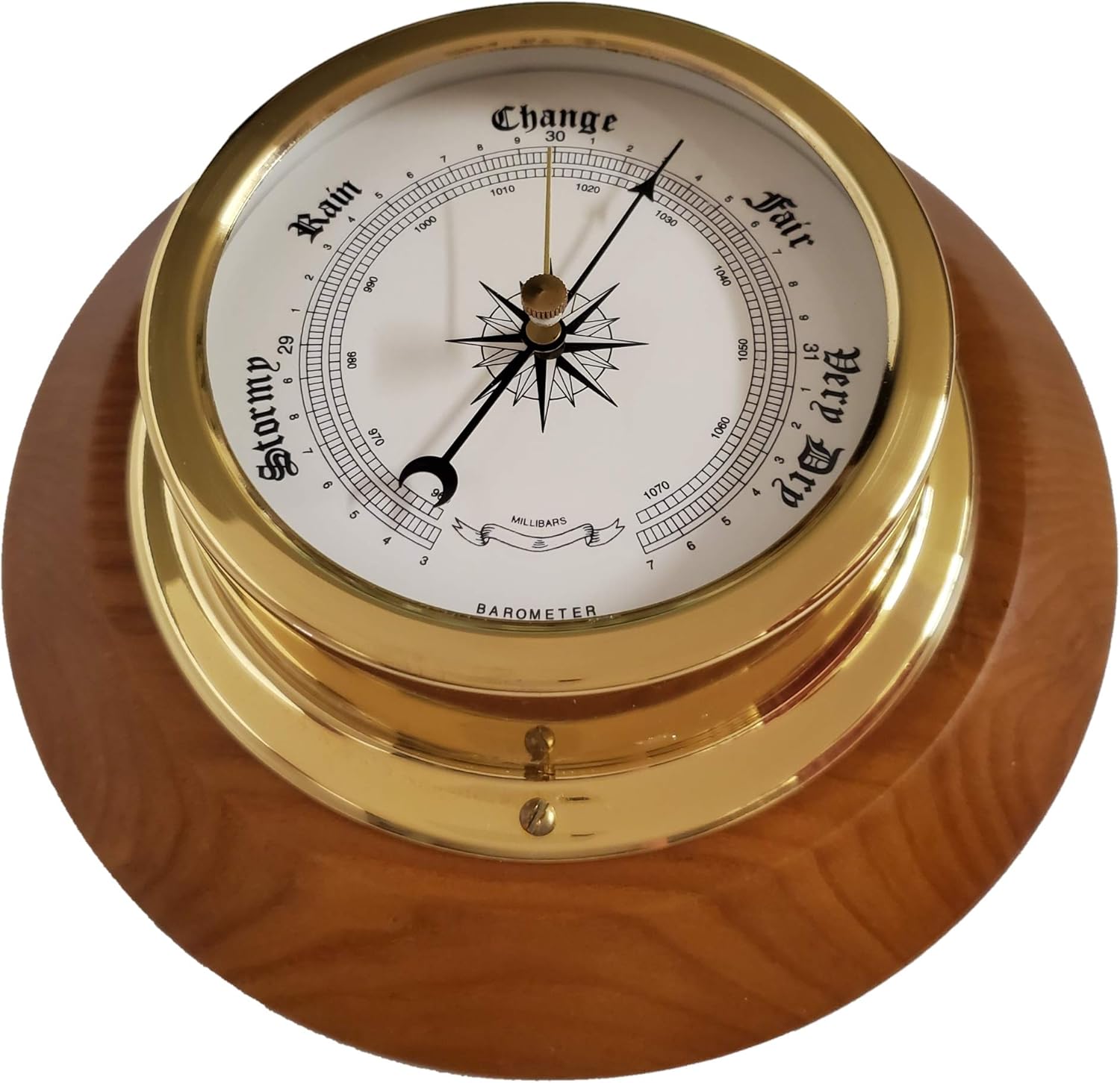 Amazon.com: West & Company 8" Dk Oak/Raised Brass Barometer : Patio ...