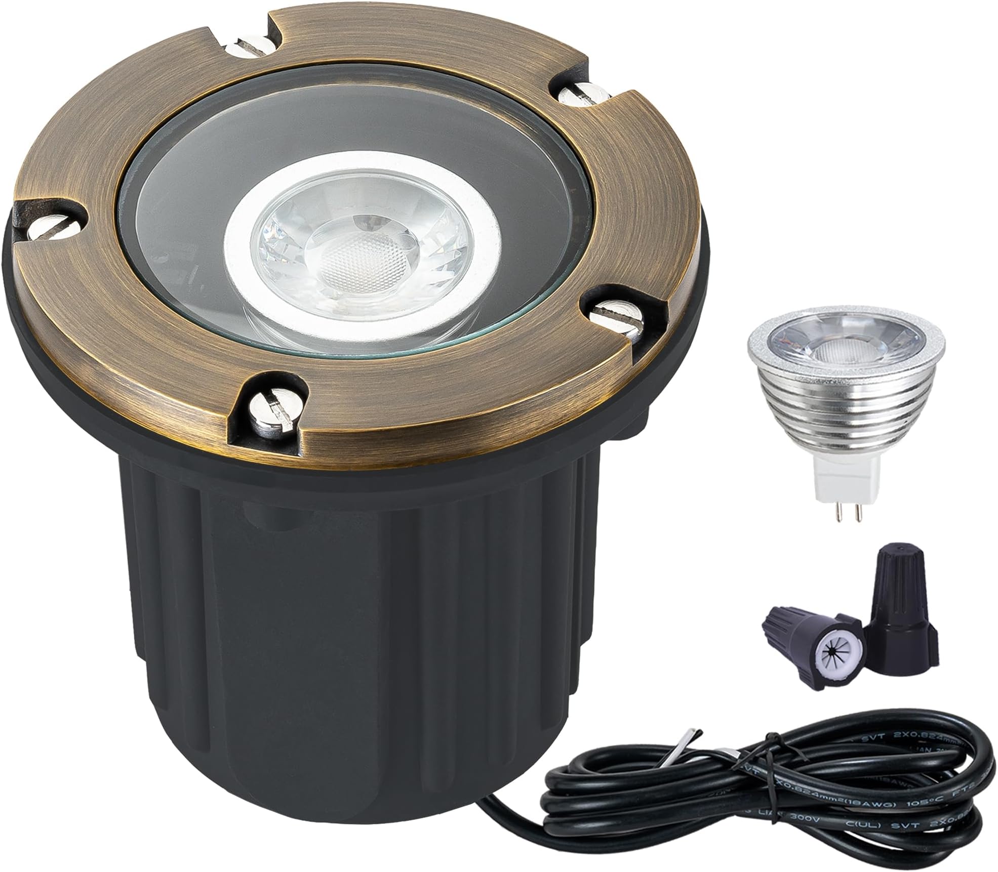 LumStory Brass Well Lights Landscape LED Low Voltage Landscape Lighting ...