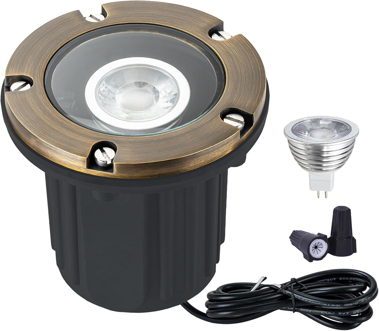 LumStory Brass Well Lights Landscape LED Low Voltage Landscape Lighting ...