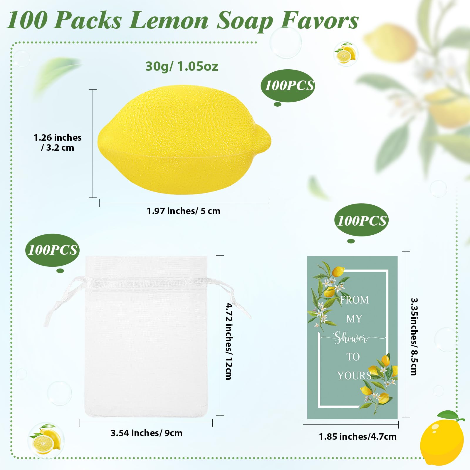 Lounsweer Set of 100 Wedding Lemon Soap Favors Mini Lemon Bridal Shower ...