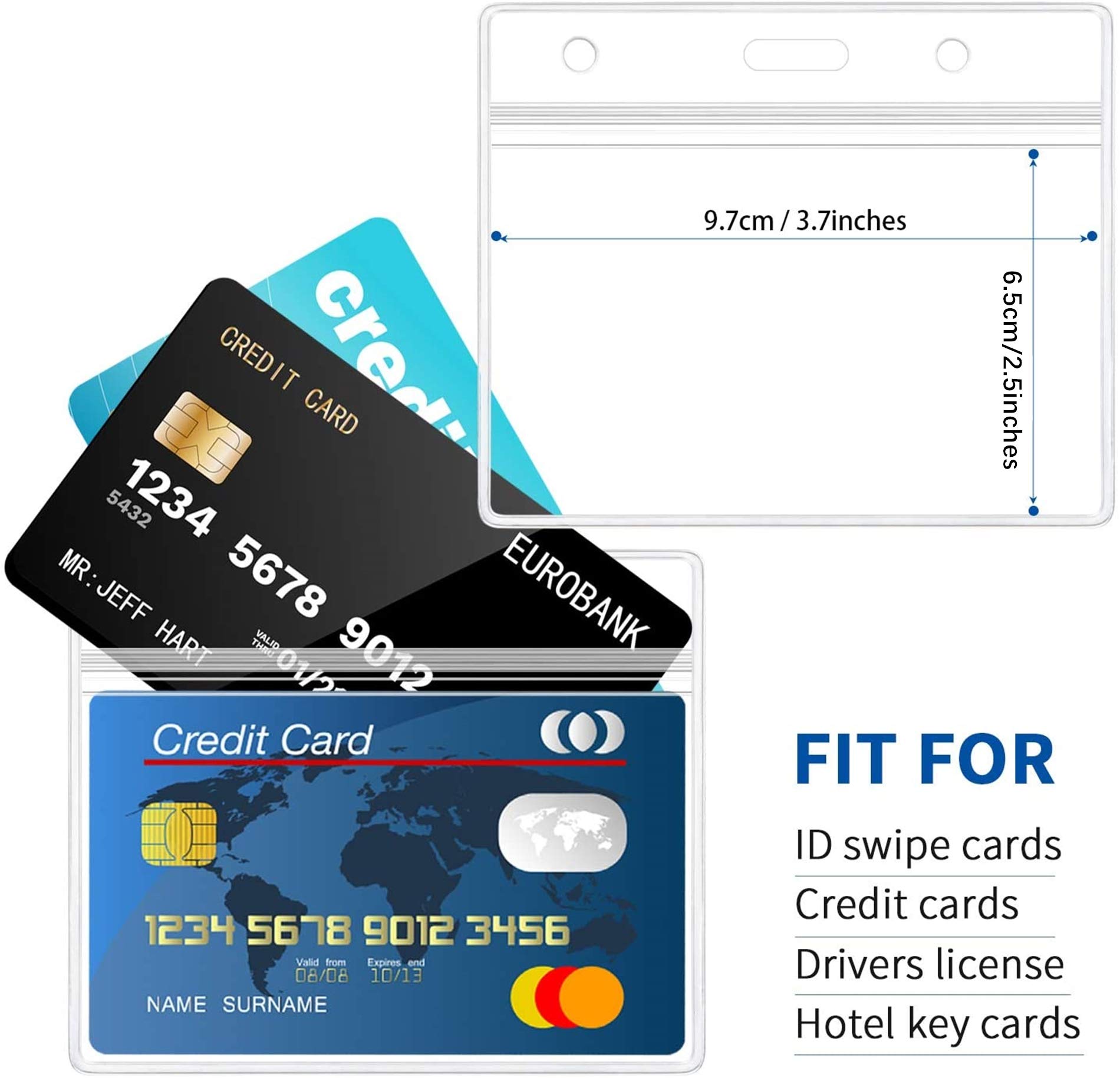 Snapklik.com : 6 Pack Extra Thick ID Badge Holder - Horizontal Clear ID ...