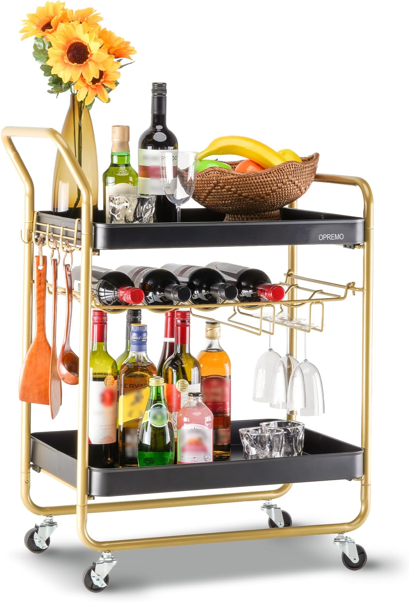 Amazon.com - Giantex Bar Cart, 2-Tier Home Coffee Bar Serving Cart with ...