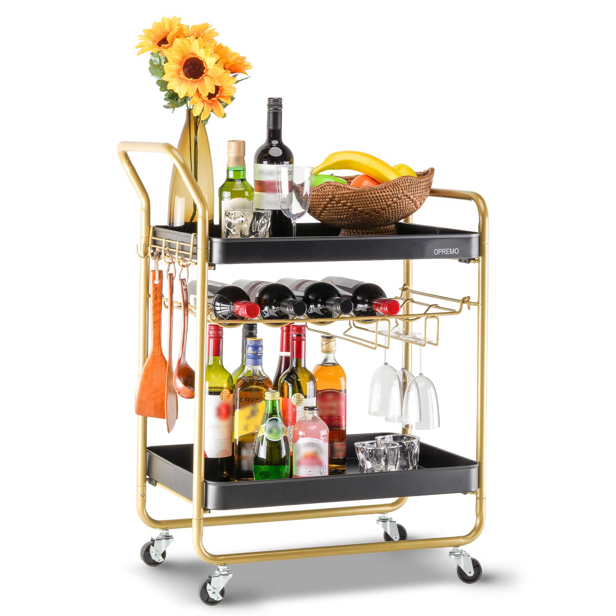 Amazon.com - OPREMO Steel Bar Cart, Serving Cart for Home, Beverage ...