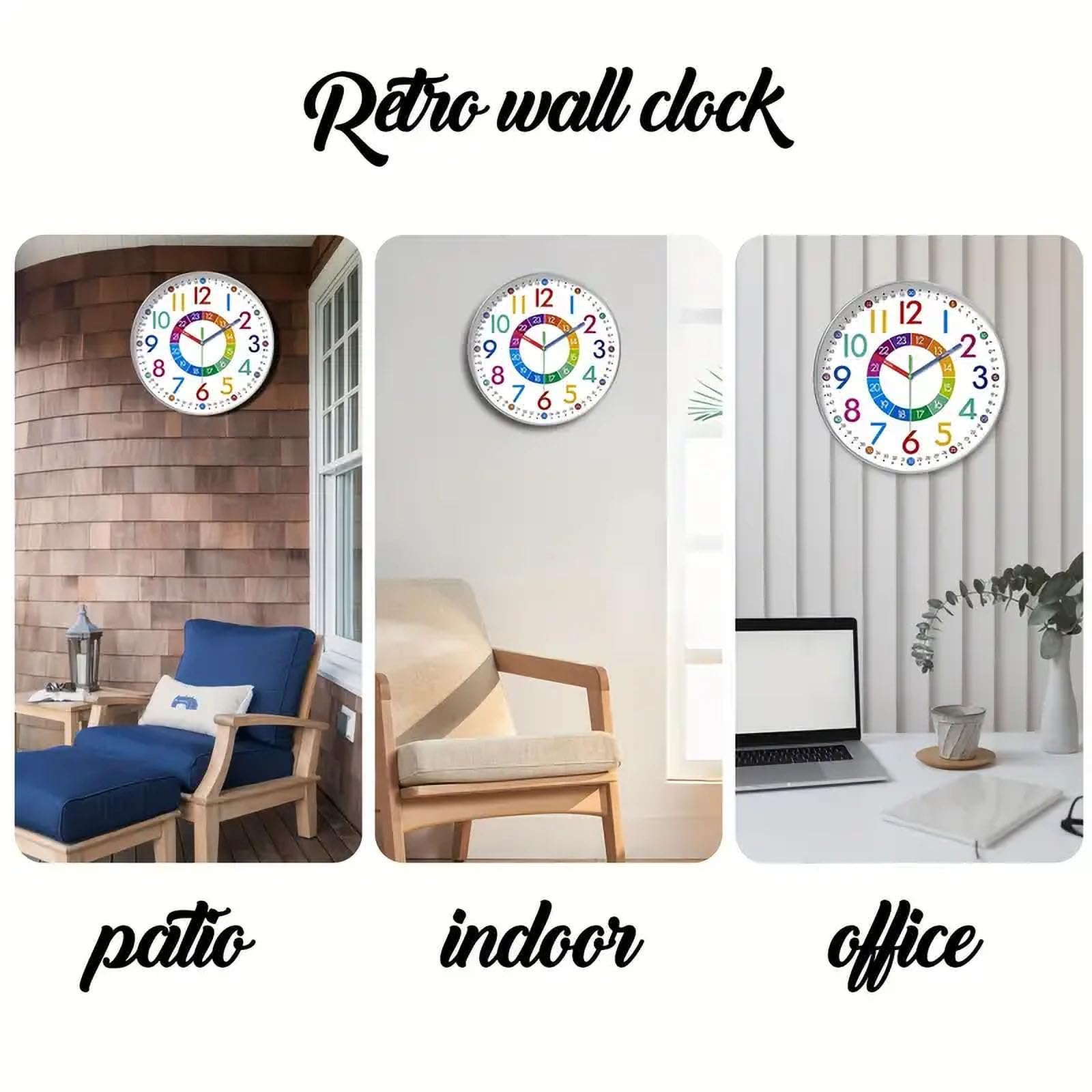 NCONCO Kids Wall Clock, Colorful Learn To Tell The Time Wall Clock ...