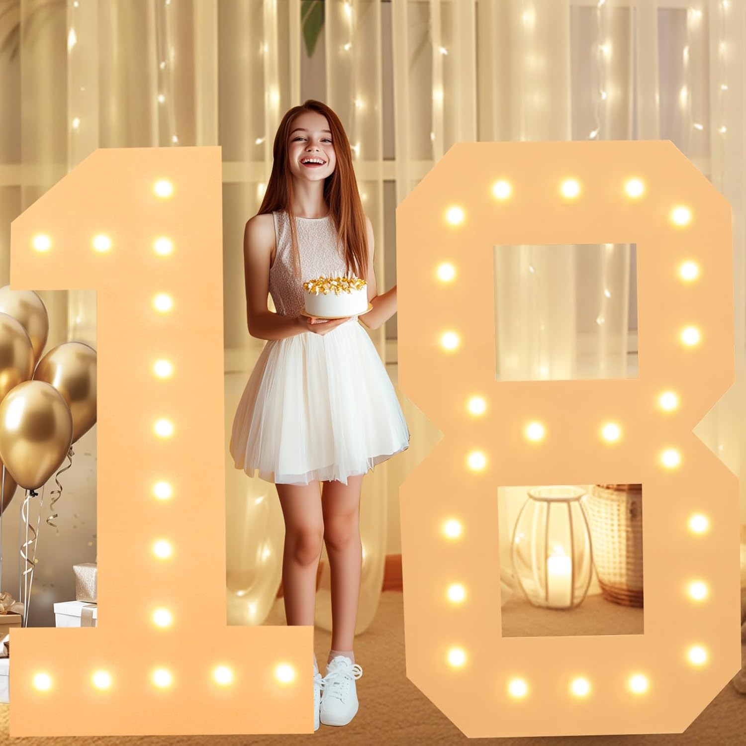 Amazon.com: LOBOOM 4FT Light Up Numbers, Marquee Numbers 4 Feet Tall ...