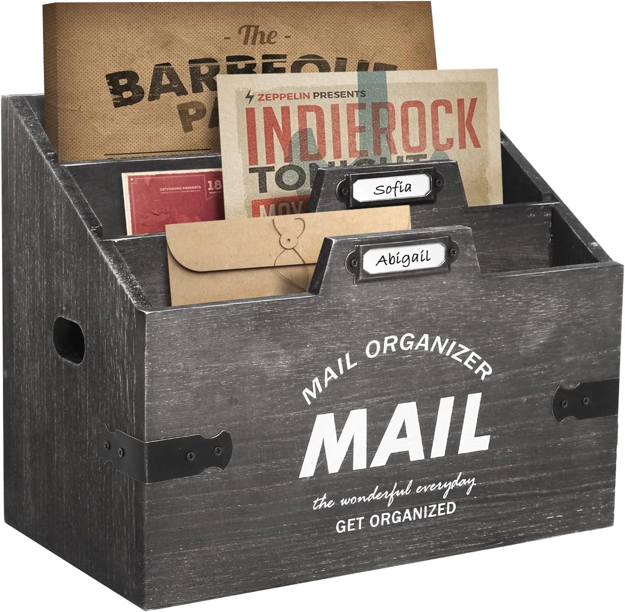 Amazon.com : DRASTAR Mail Organizer Countertop, Wooden Mail Holder with ...