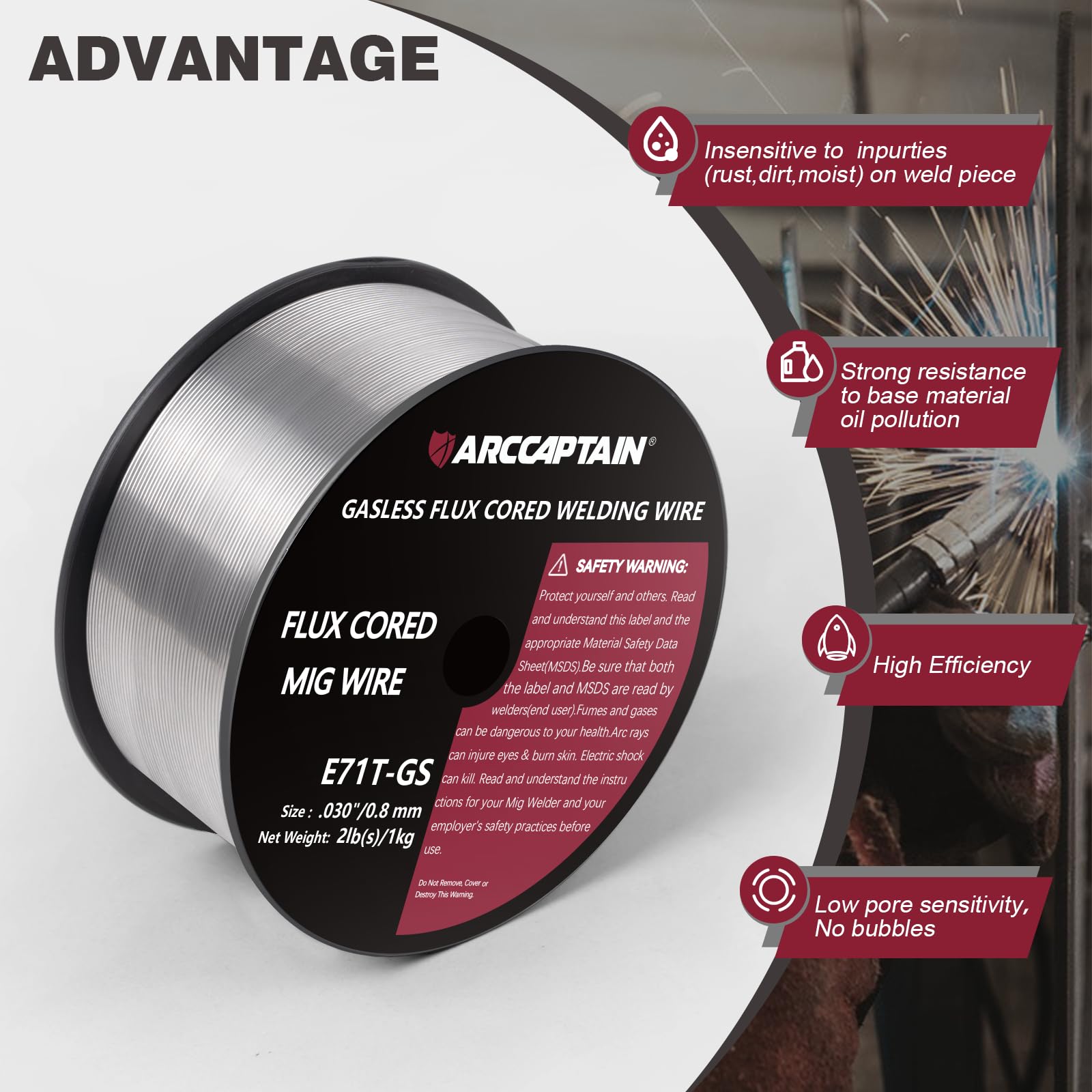 Snapklik.com : ARCCAPTAIN Flux Core Welding Wire .030, Flux Core ...