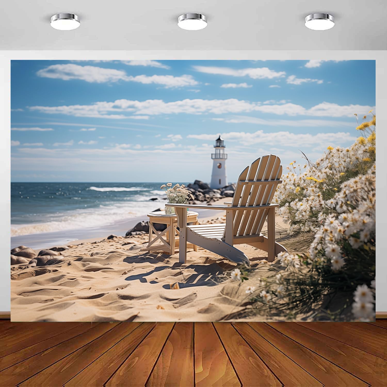 Amazon.com : Nautical Beach Photo Backdrop 7 x 5 ft, Seaside Lighthouse ...