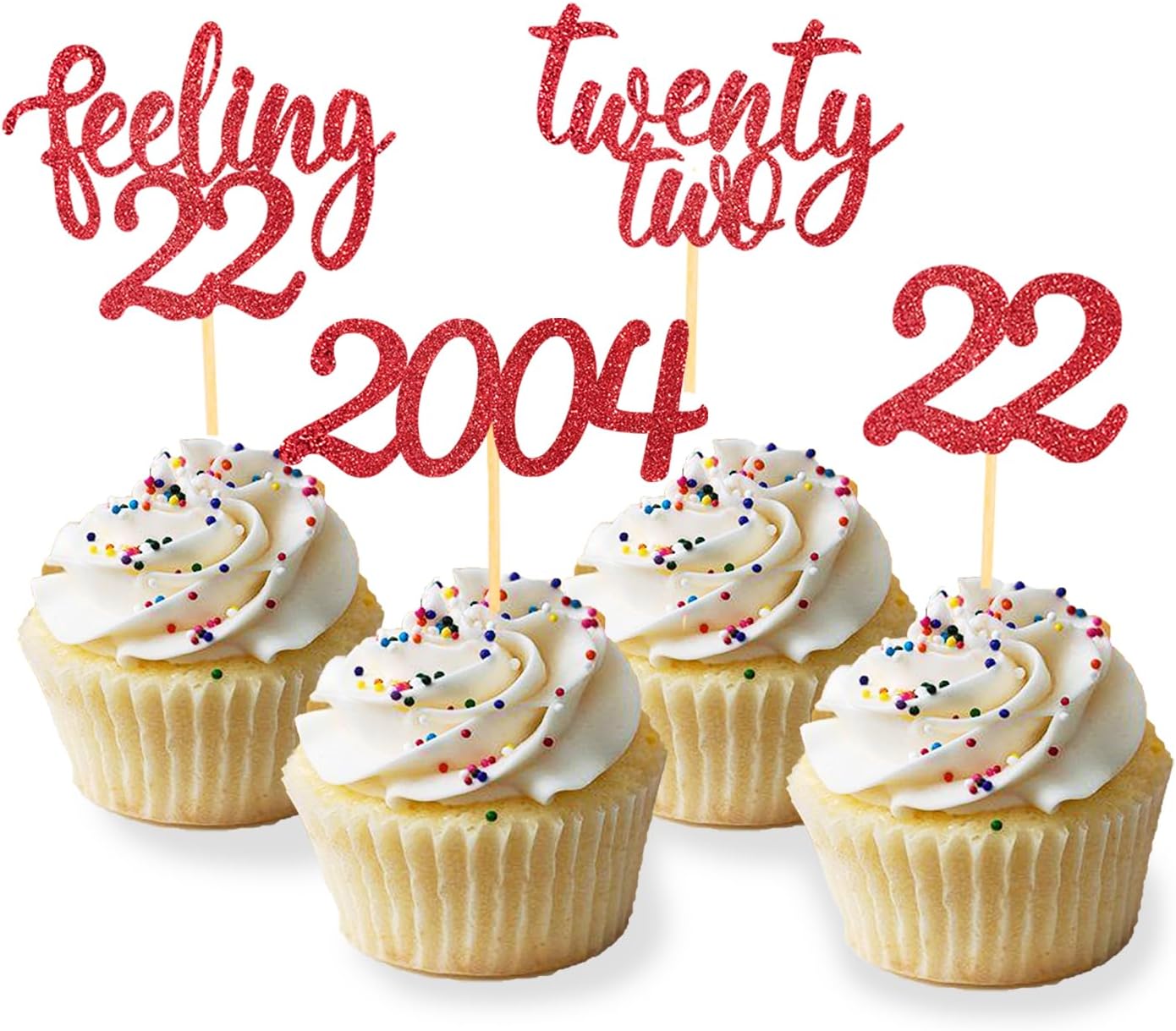 Amazon.com: 24pcs Feeling 22 Cupcake Toppers, Twenty Two Birthday Cake ...
