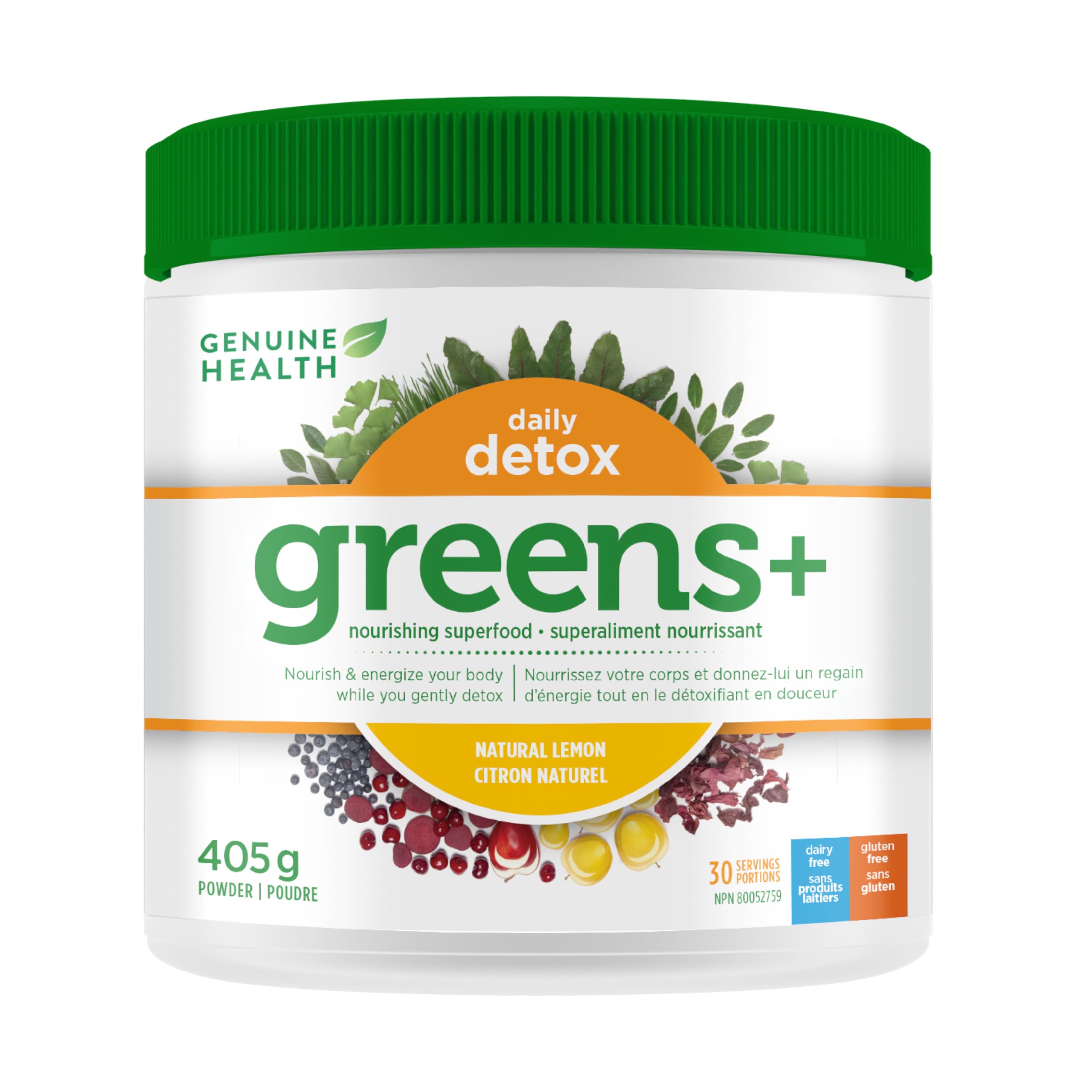 Genuine Health Greens+ Daily Detox,30 Servings, 406 g tub, Superfoods ...