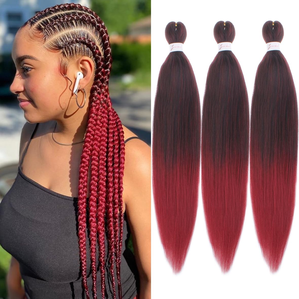 Leeven 3 Packs Pre Stretched Braiding Hair 26 Inch Yaki Texture Ombre ...