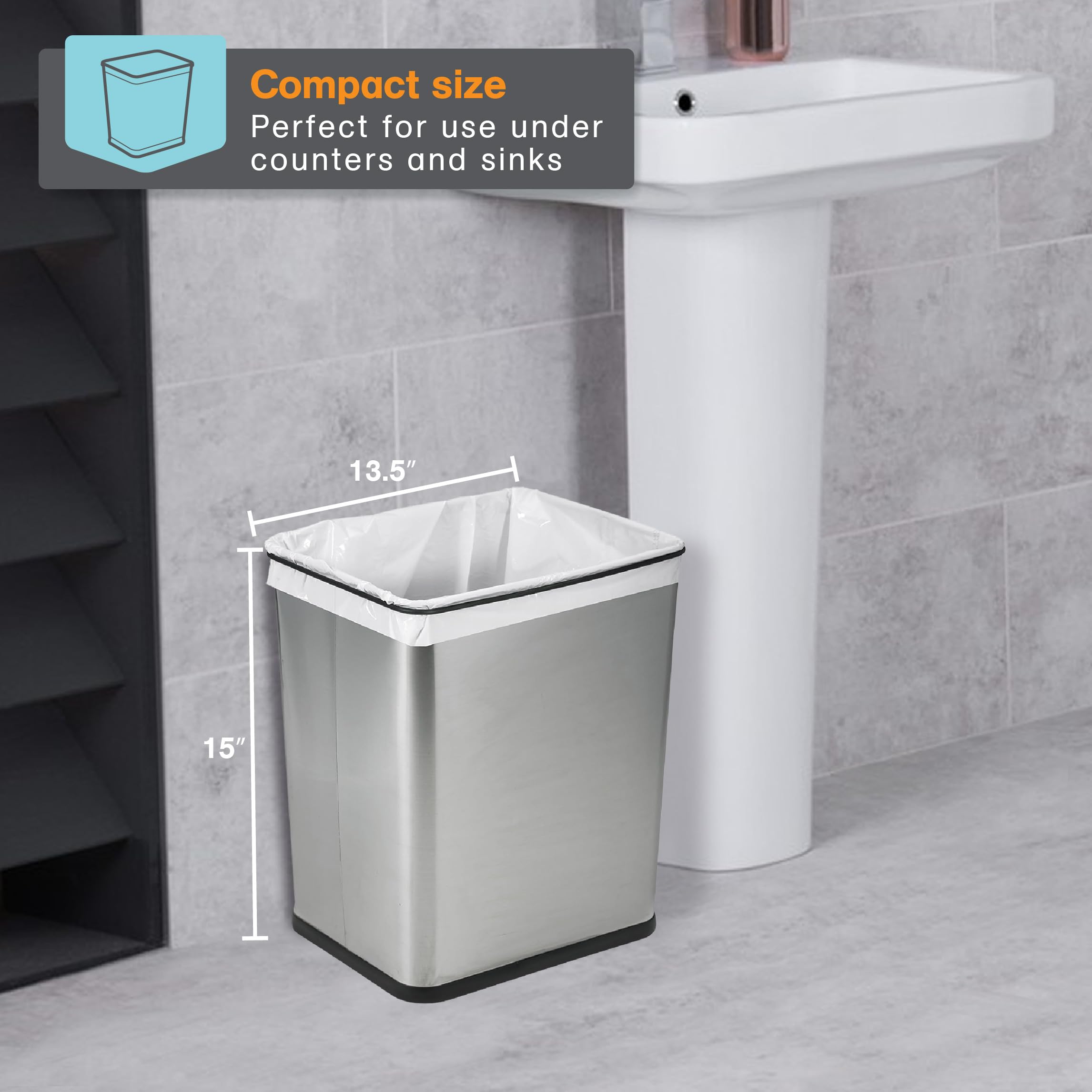 Snapklik.com : 7 Gallon, Undersink, No Skid Rubber Base, Brushed ...