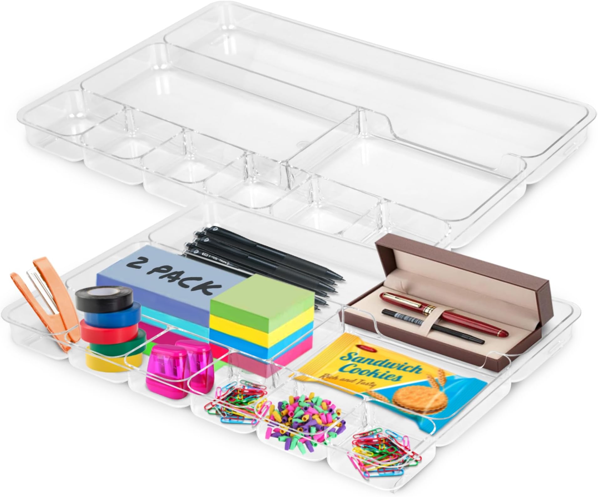 Amazon.com: Desk Drawer Organizer Tray, Office Desk Organizer Tray with ...
