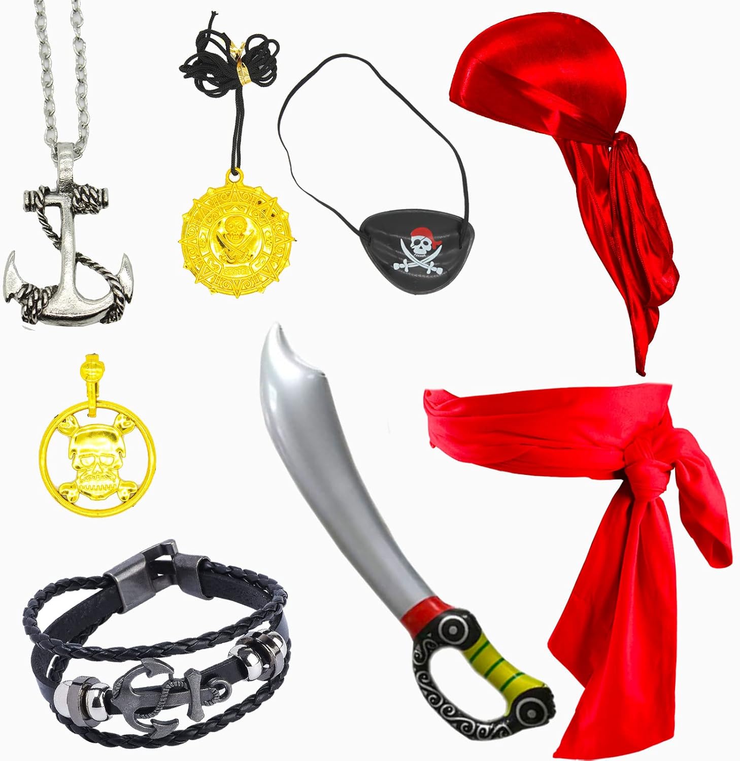 Amazon.com: Timisea Pirate Costume Accessories Set Pirate hat Headband ...