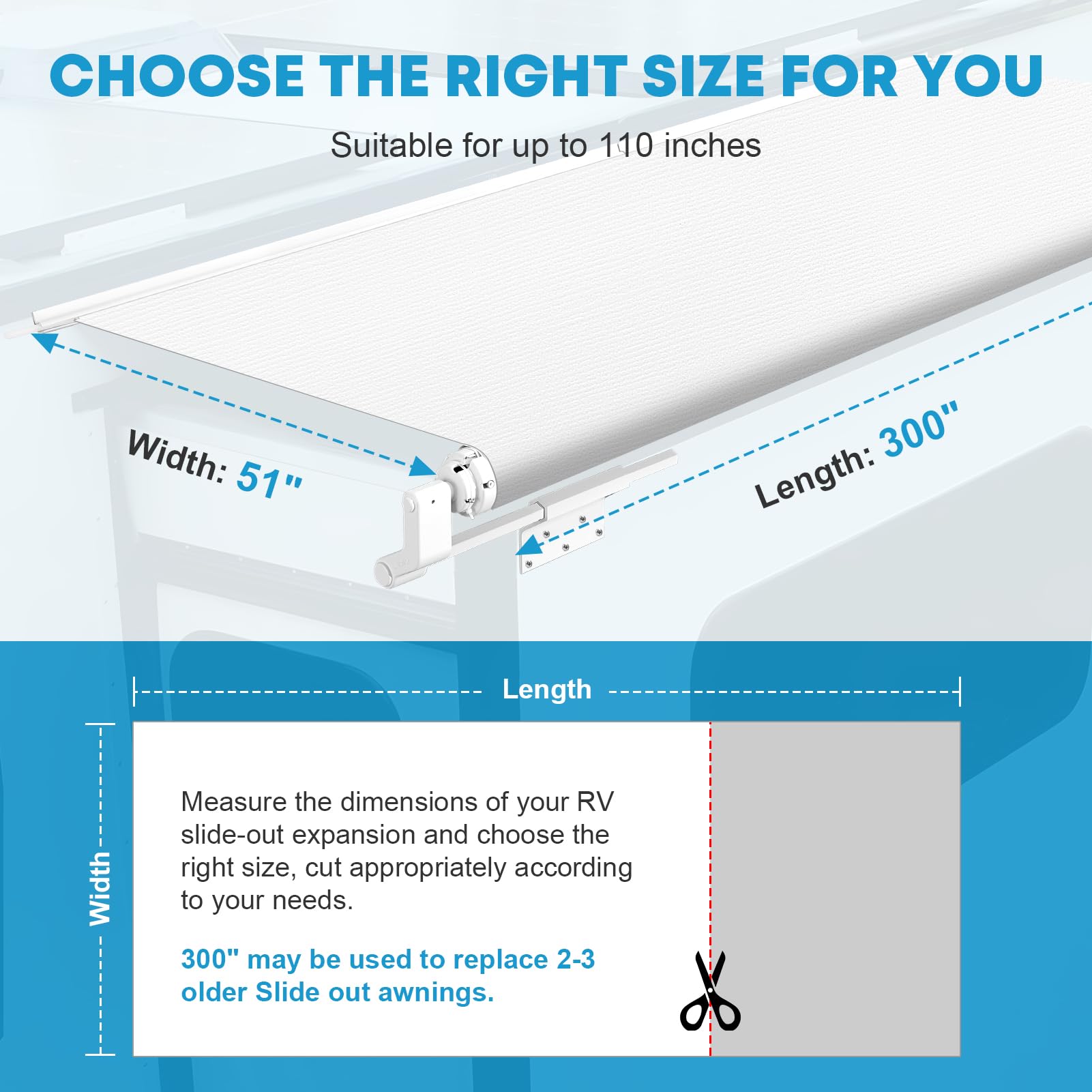 Snapklik.com : RV Slide Out Awning Fabric Replacement - 51" X 300 ...
