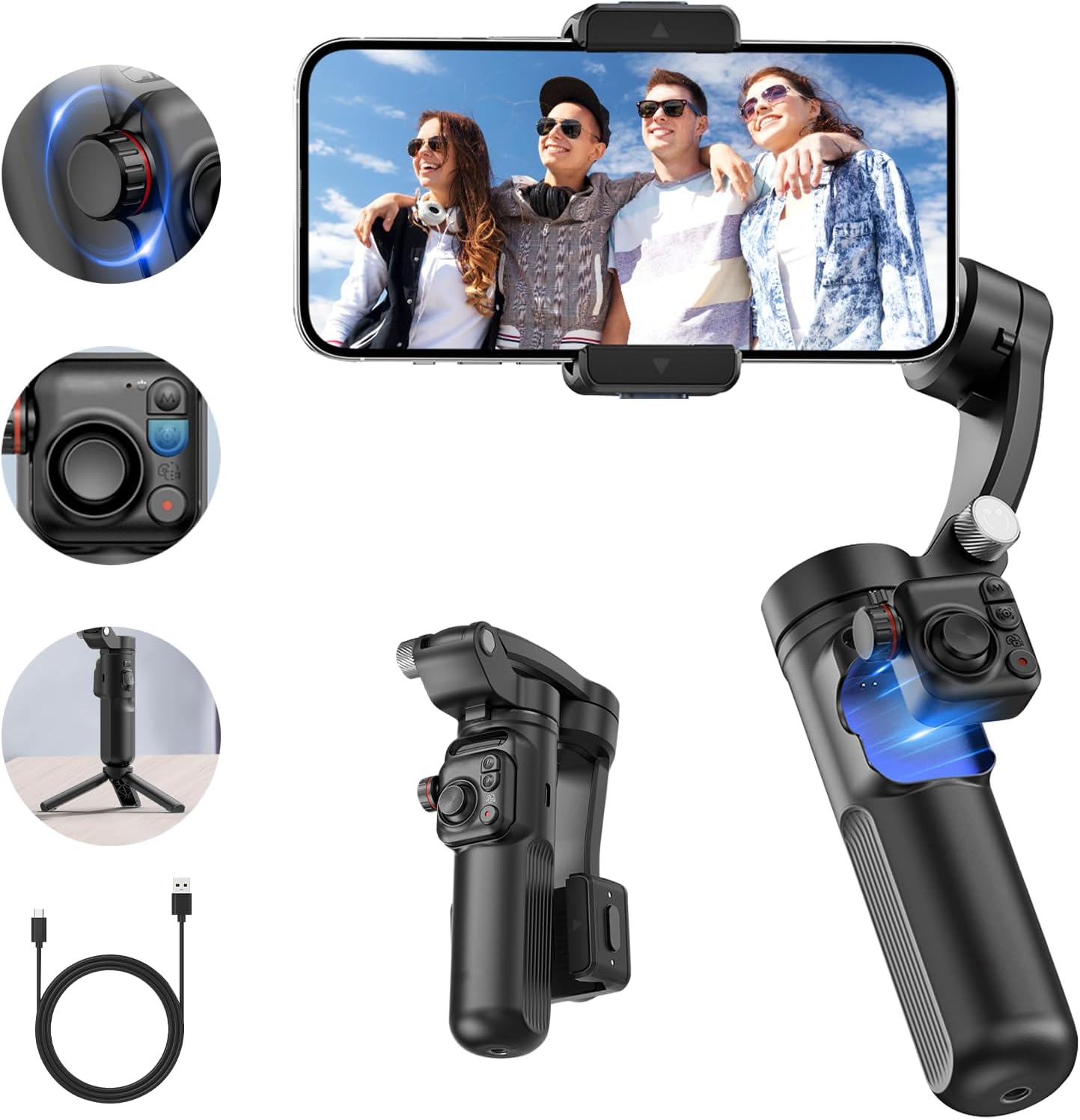 Amazon.com: Phone Gimbal Stabilizer 3-Axis Foldable Gimbal for Video ...