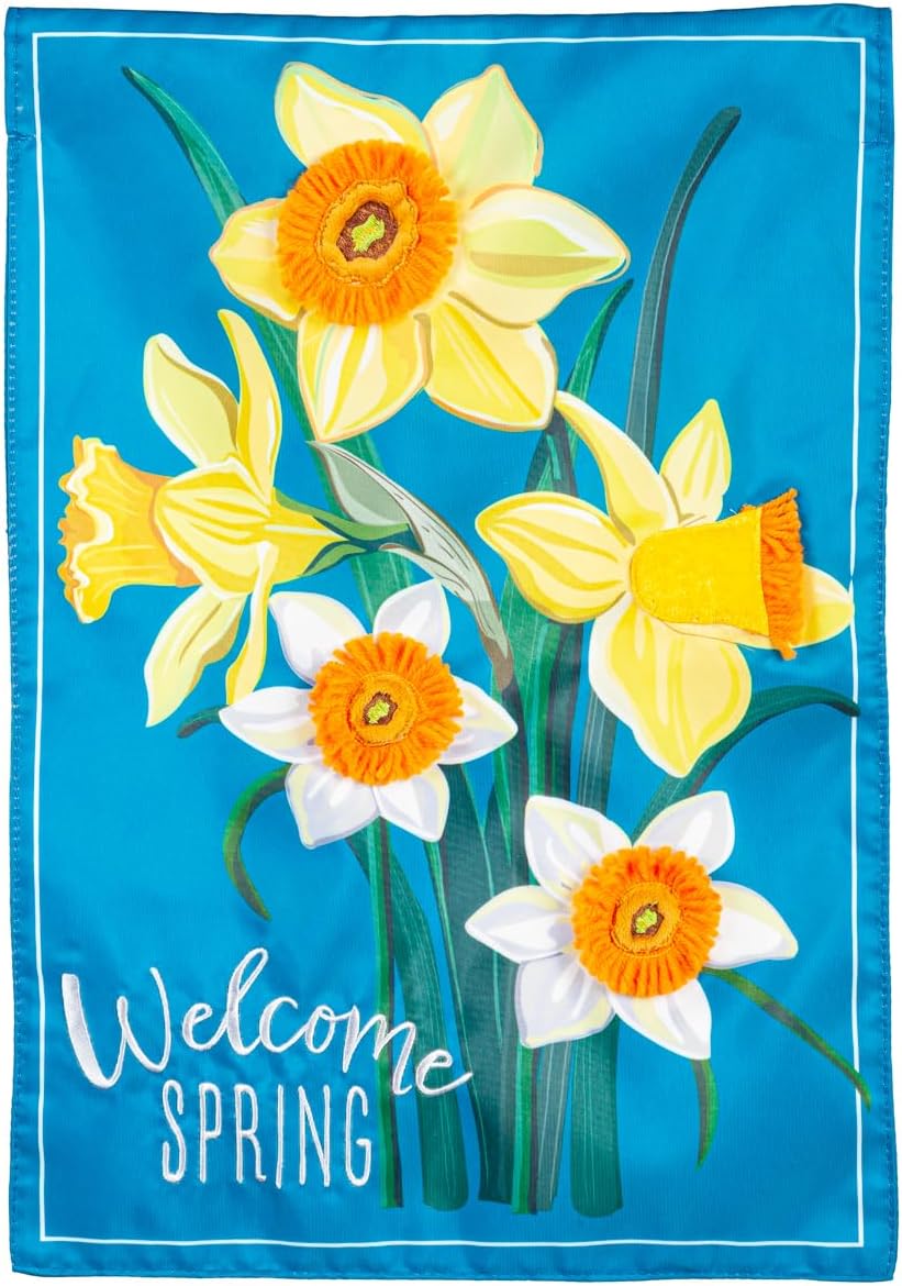 Amazon.com : Evergreen Flag,Spring Daffodils Applique Garden Flag,12 ...