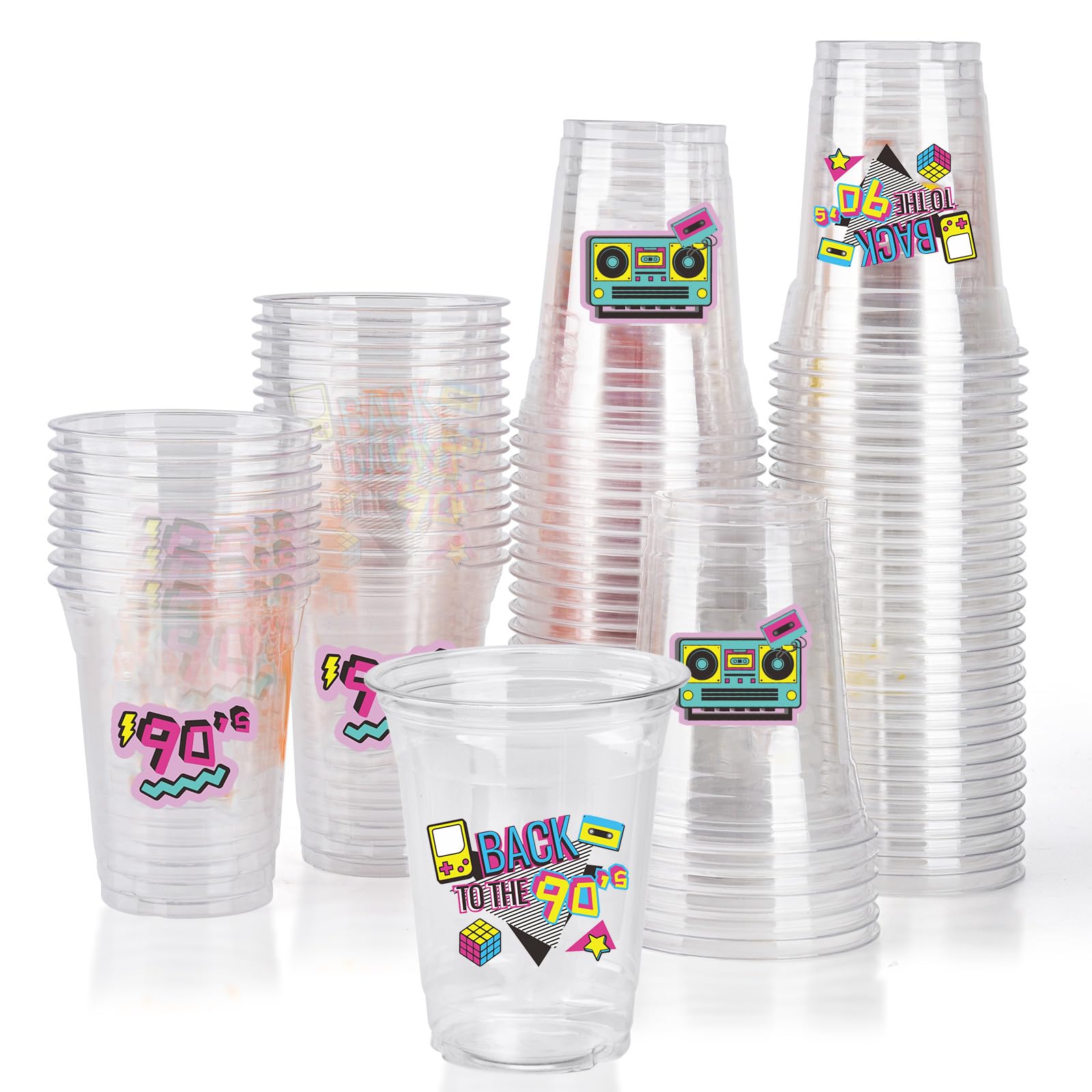 Amazon.com: 150 Pack 90's Party Plastic Cups 12 oz Back to 90s ...
