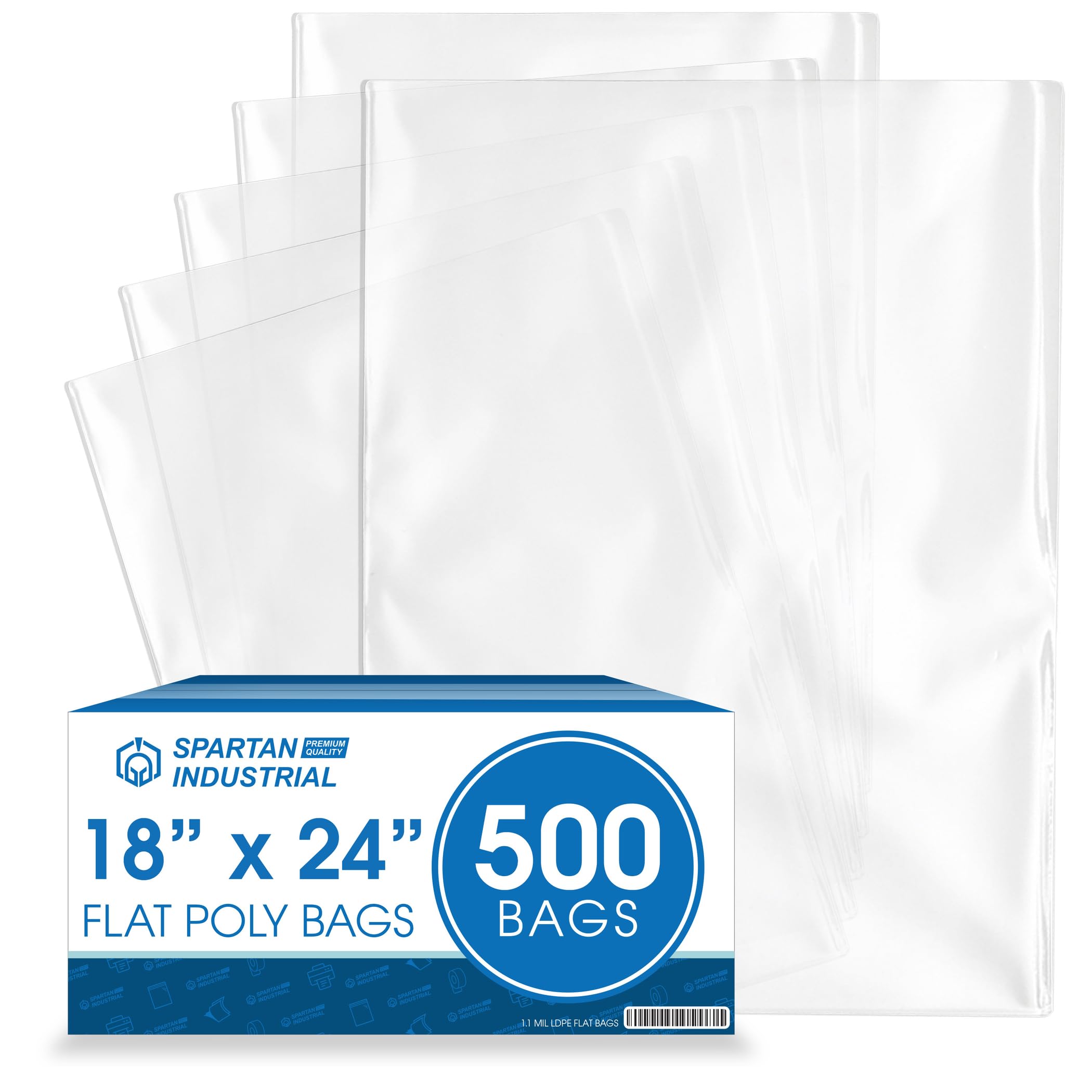 Spartan Industrial - 18” X 24” (500 Count) 1 Mil Flat Open End Clear ...