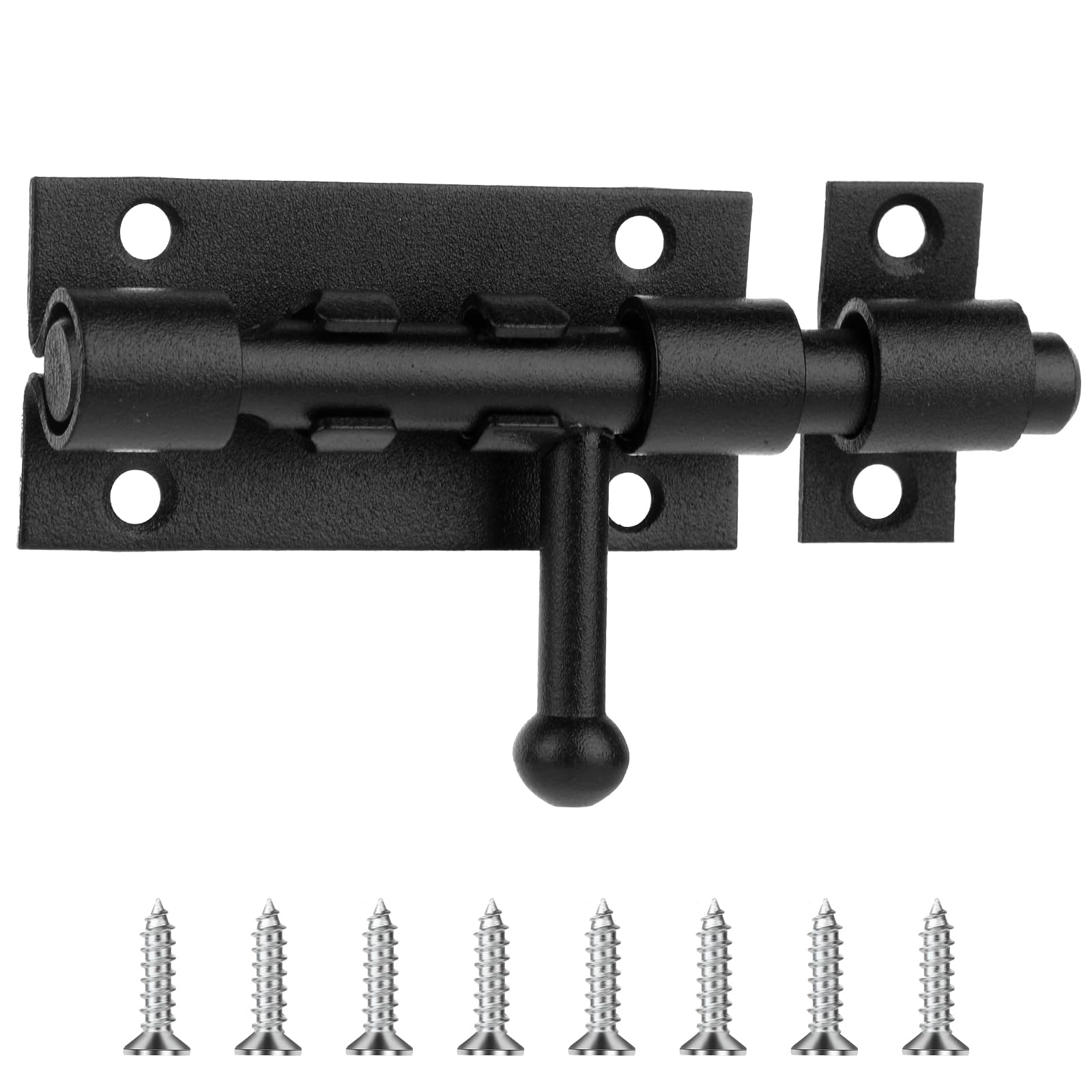 5 Inch Barrel Bolt Door Latch with Padlock Hole Black Bathroom stall ...