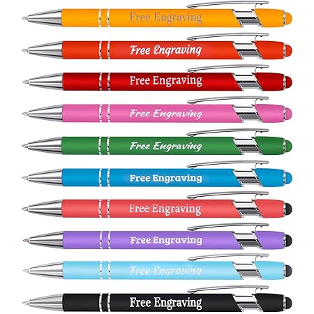 Amazon.com : Personalized Rainbow Rubberized Soft Touch Ballpoint Pen ...