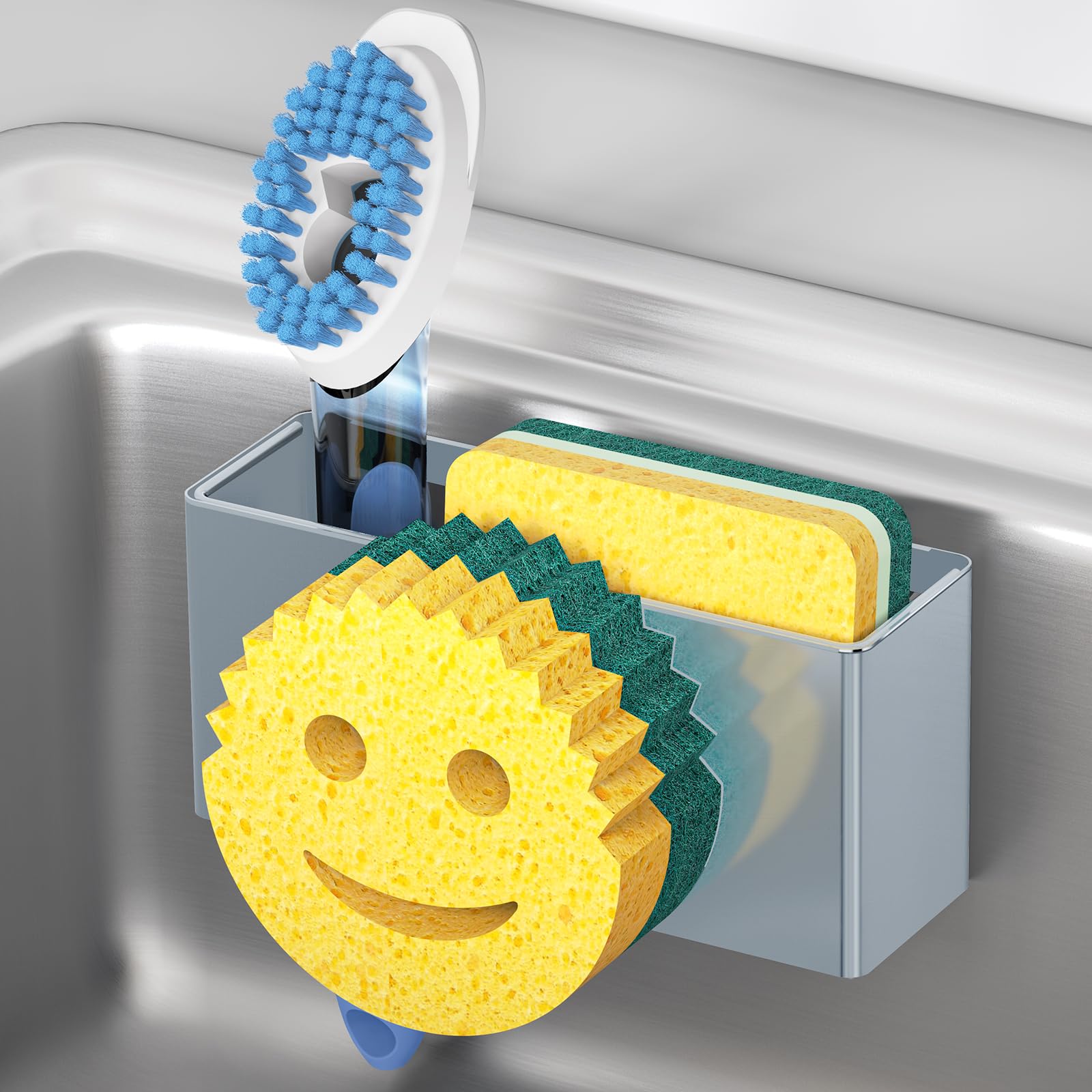 Amazon.com: MURLONG Sponge Holder, Smiley Face Sink Caddy, Sink ...