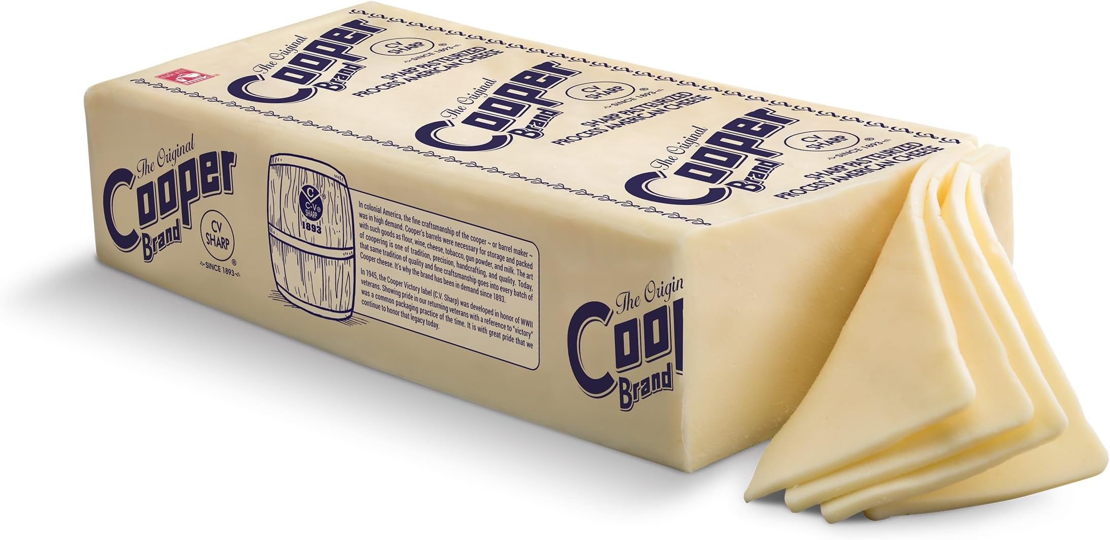 Amazon.com: White Cooper Brand: Sharp American Cheese. 1/2 block. 2.25 ...