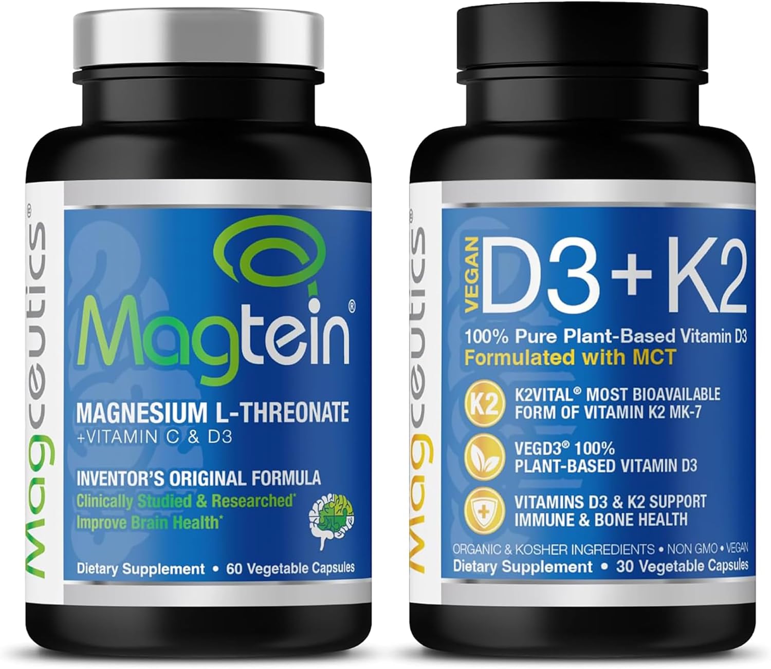 Amazon.com: Magtein Magnesium L-Threonate and Vitamin D3 K2 Bundle ...