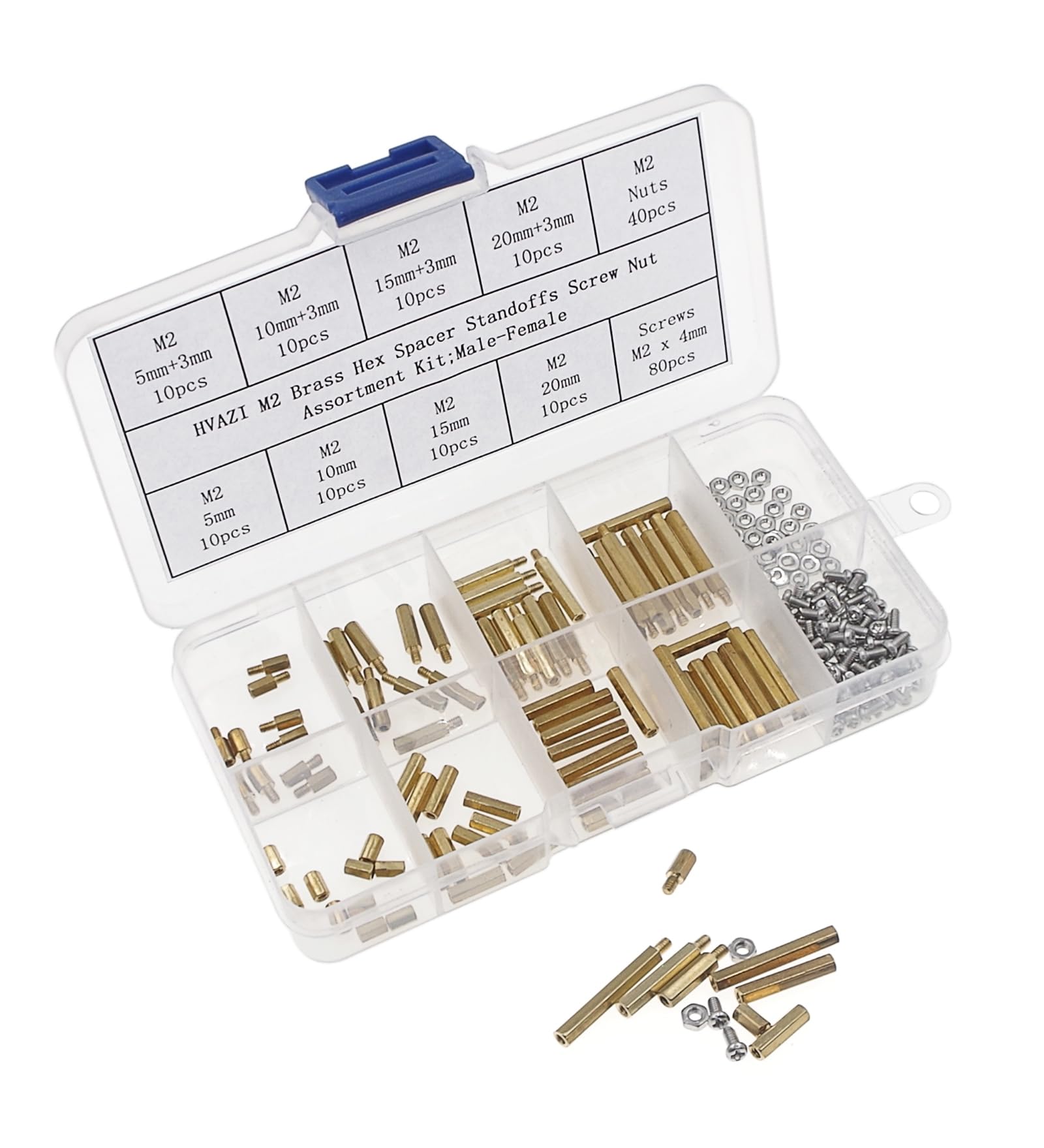 Snapklik.com : HVAZI M2 Brass Hex Spacer Standoffs Screw Nut Assortment Kit