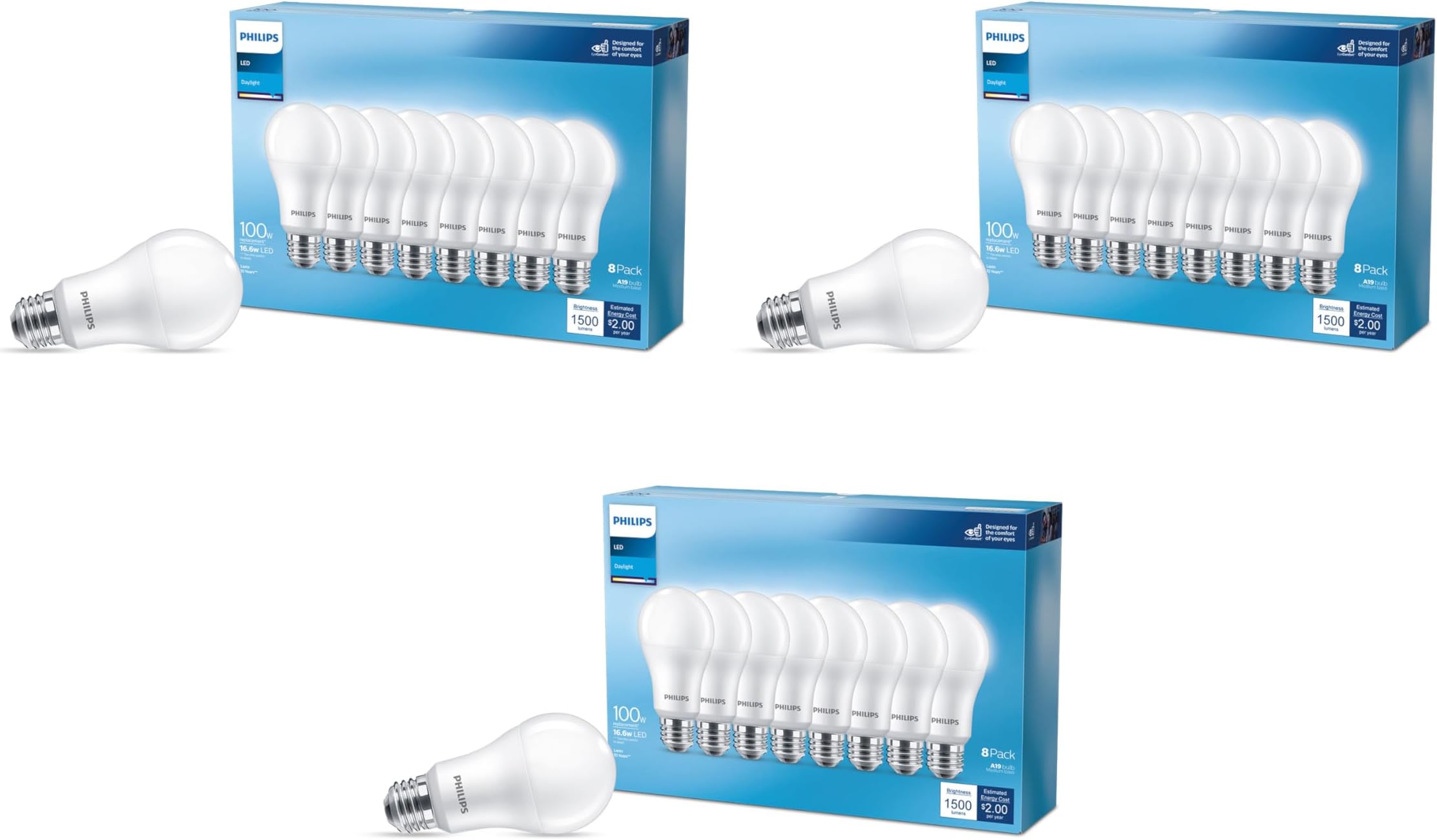 Philips LED A19, Non-Dimmable, Flicker-Free, Eye Comfort Technology ...