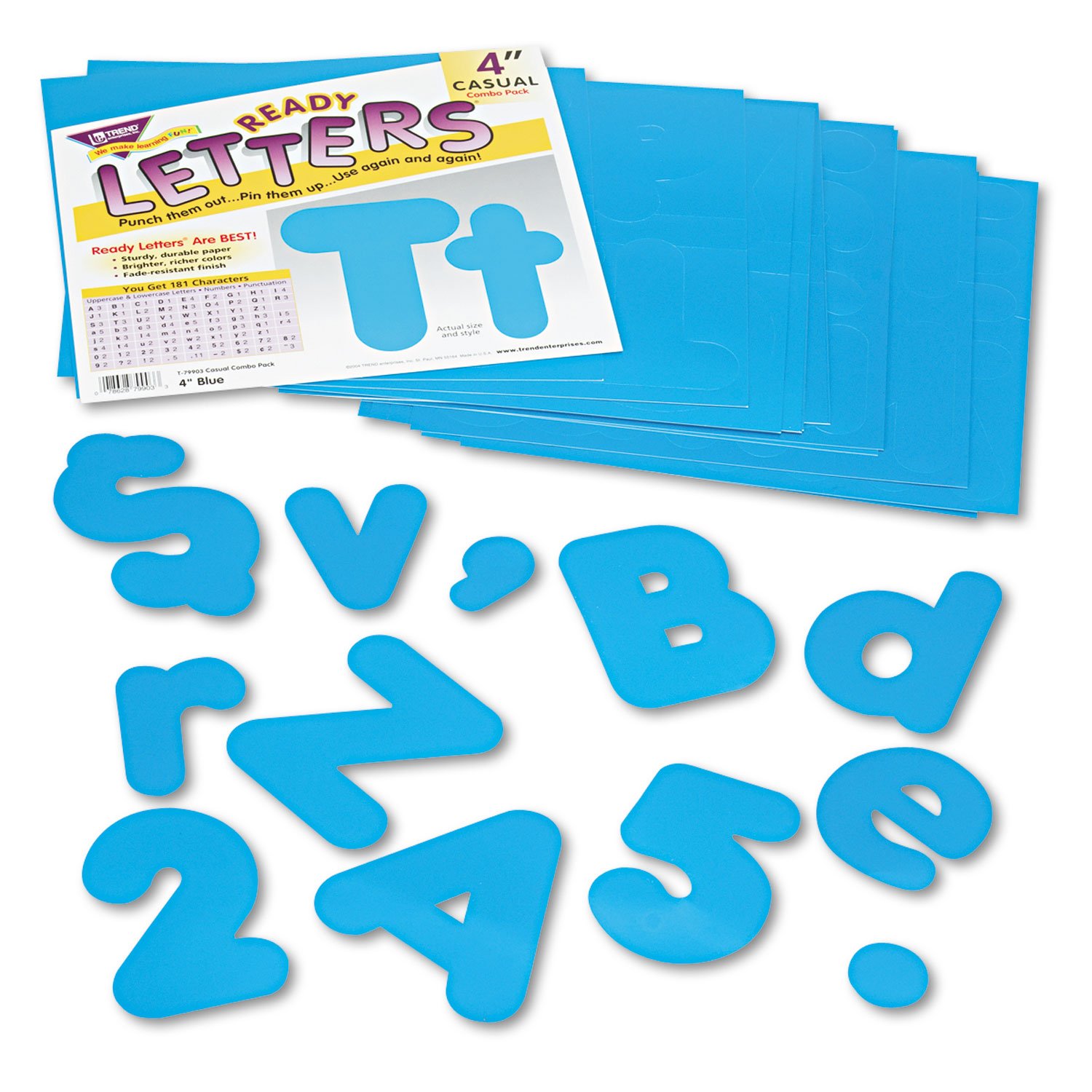 Amazon.com: TREND enterprises, Inc. Blue 4" Casual Combo Ready Letters ...