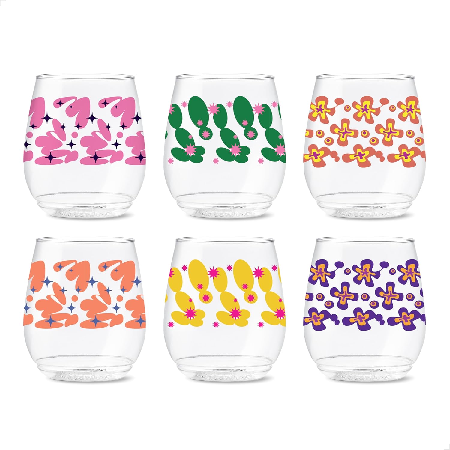 Amazon.com: TOSSWARE POP 14oz Vino Retro Cartoon Series, SET OF 6 ...