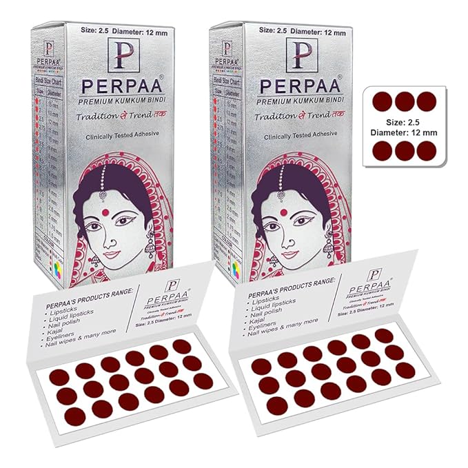 PERPAA Premium Velvet Sticker Kumkum Bindi Box of 15 Flaps Each Pack 2 ...