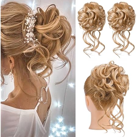Amazon.com : HOOJIH 2PCS Messy Bun Hair Piece, Tousled Updo with ...