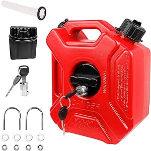 0.8 Gallon Red Gas Can with Lock & Key, 3L Fuel Oil Petrol Storage Cans ...