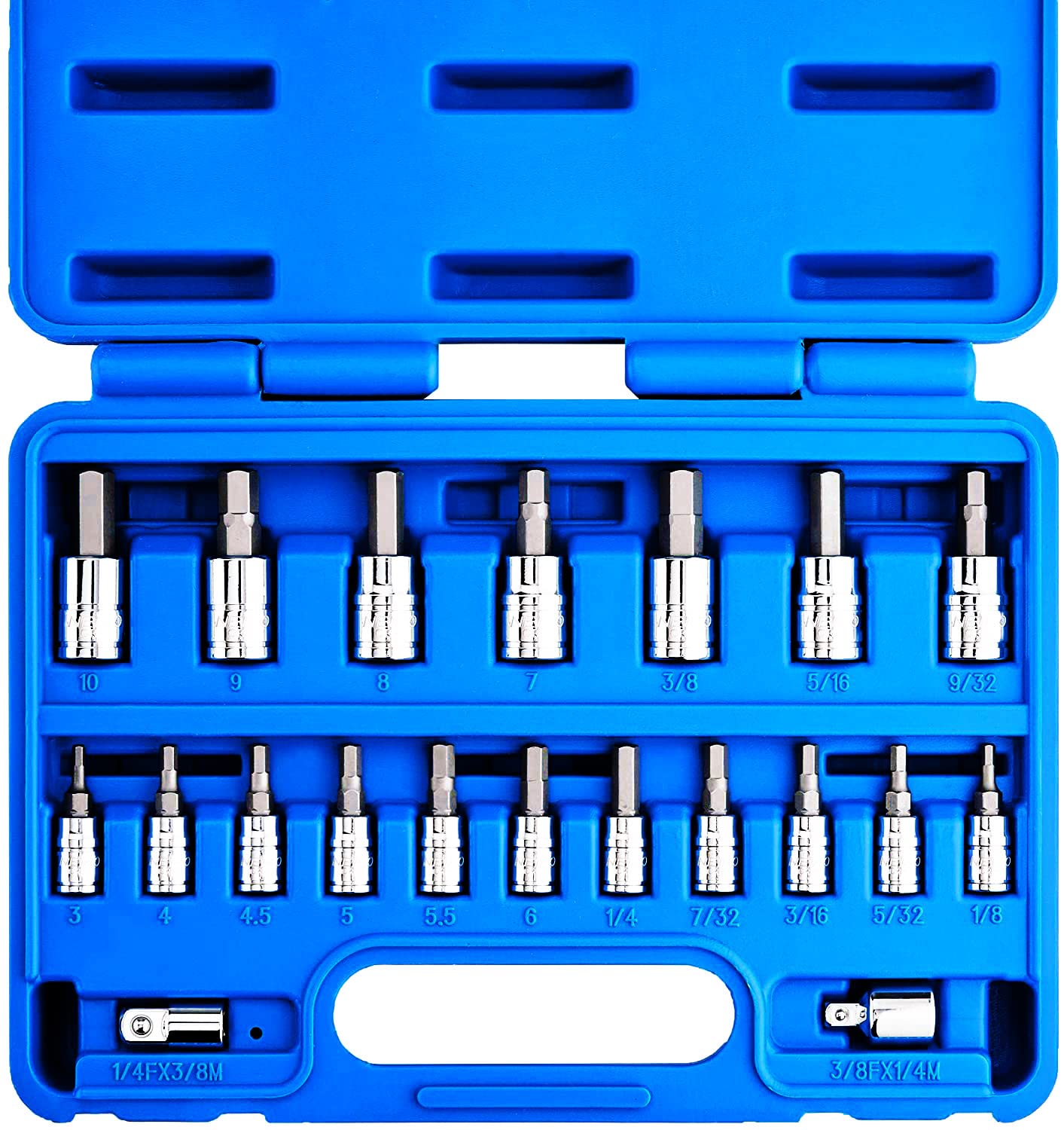 Snapklik.com : 01150A SAE And Metric Hex Bit Socket Set 20 Pieces SAE 1 ...