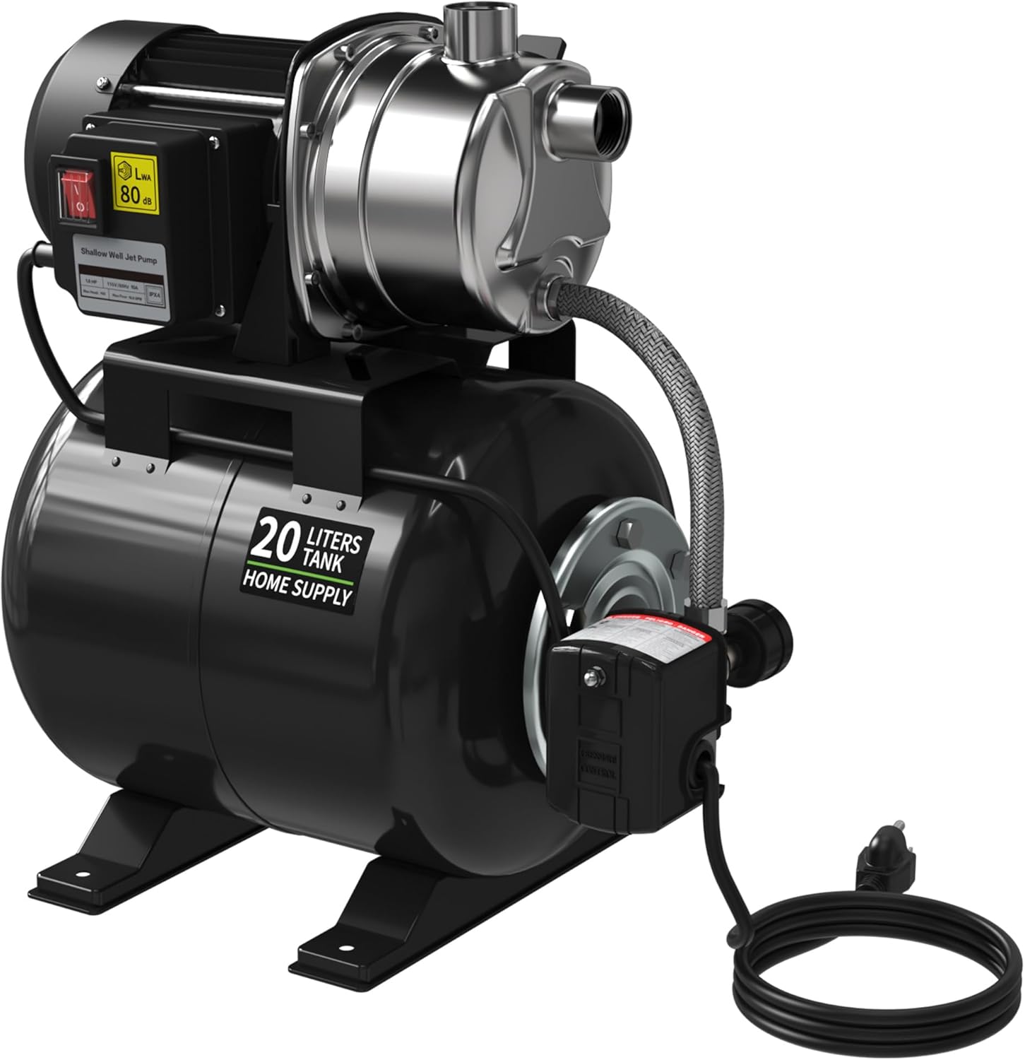 HSCCGI 1.6HP Shallow Well Pump with Pressure Tank, 1000GPH 5-Gal ...