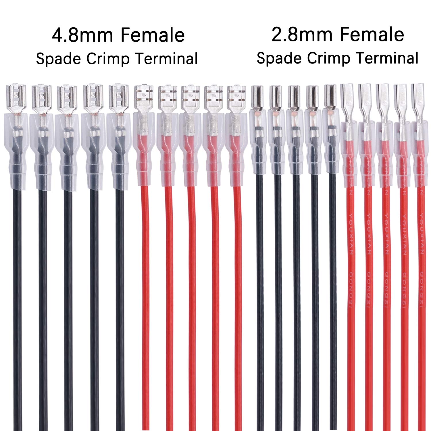 Snapklik.com : Twidec/20Pcs 2.8mm And 4.8mm Female Spade Crimp Terminal