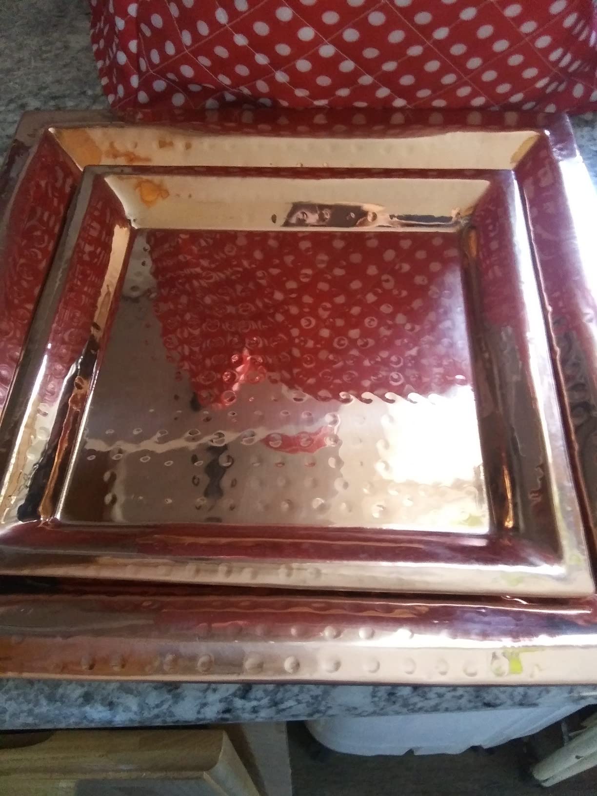 Amazon.com | REPLICARTZUS Large Copper Plated Serving Trays Set of 2 ...